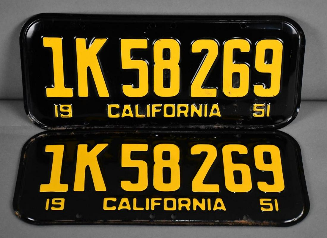 Pair Of 1951 California Metal License Plates