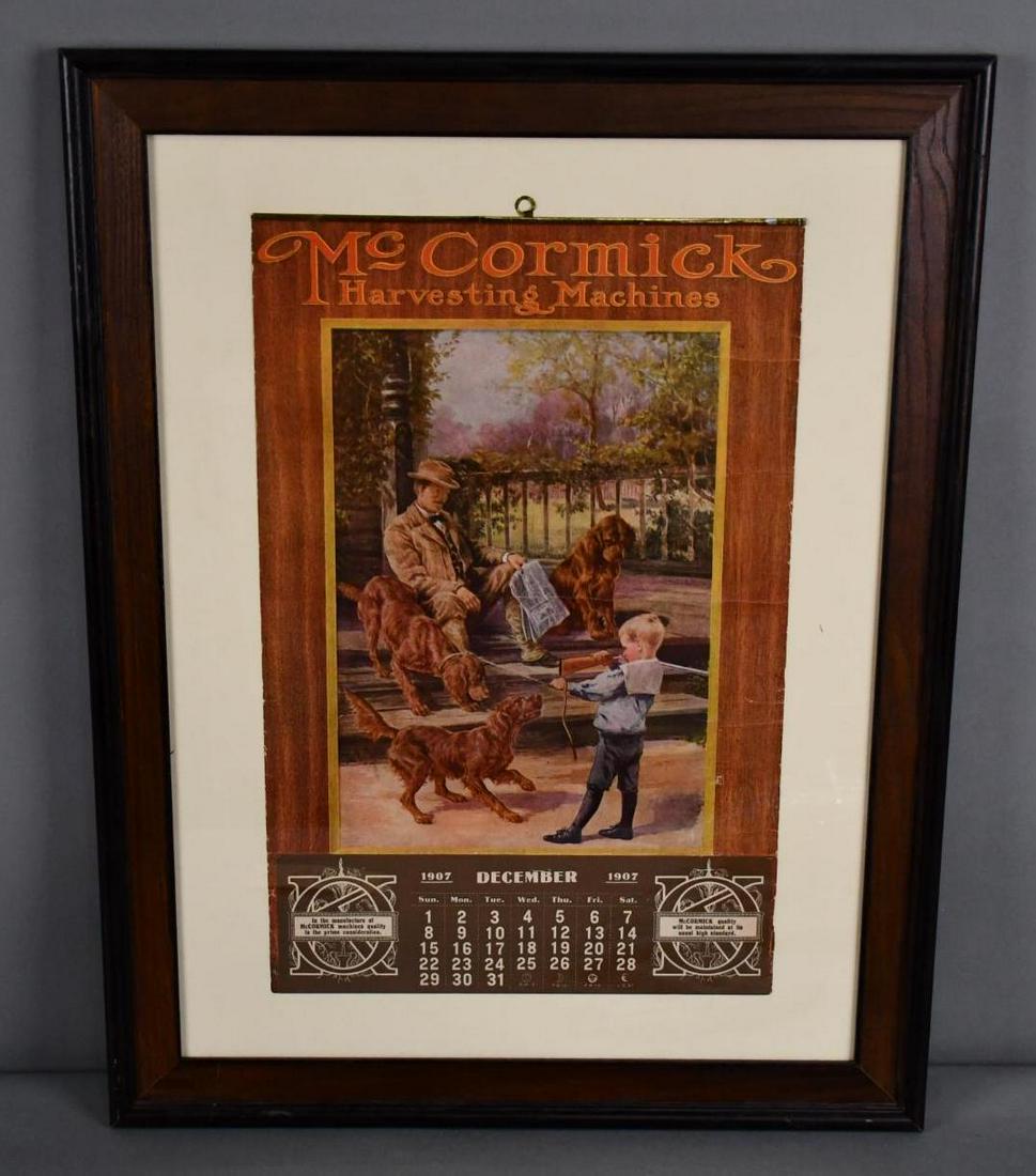 Mccormick Harvesting Machines Graphical Framed Advertisement / Calendar