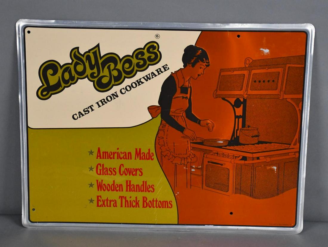 Lady Bess Cast Iron Cookware Metal Sign Auction
