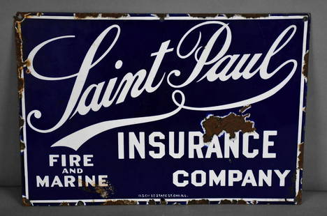 Saint Paul Fire & Marine Insurance Co. Reverse Painted Glass ...