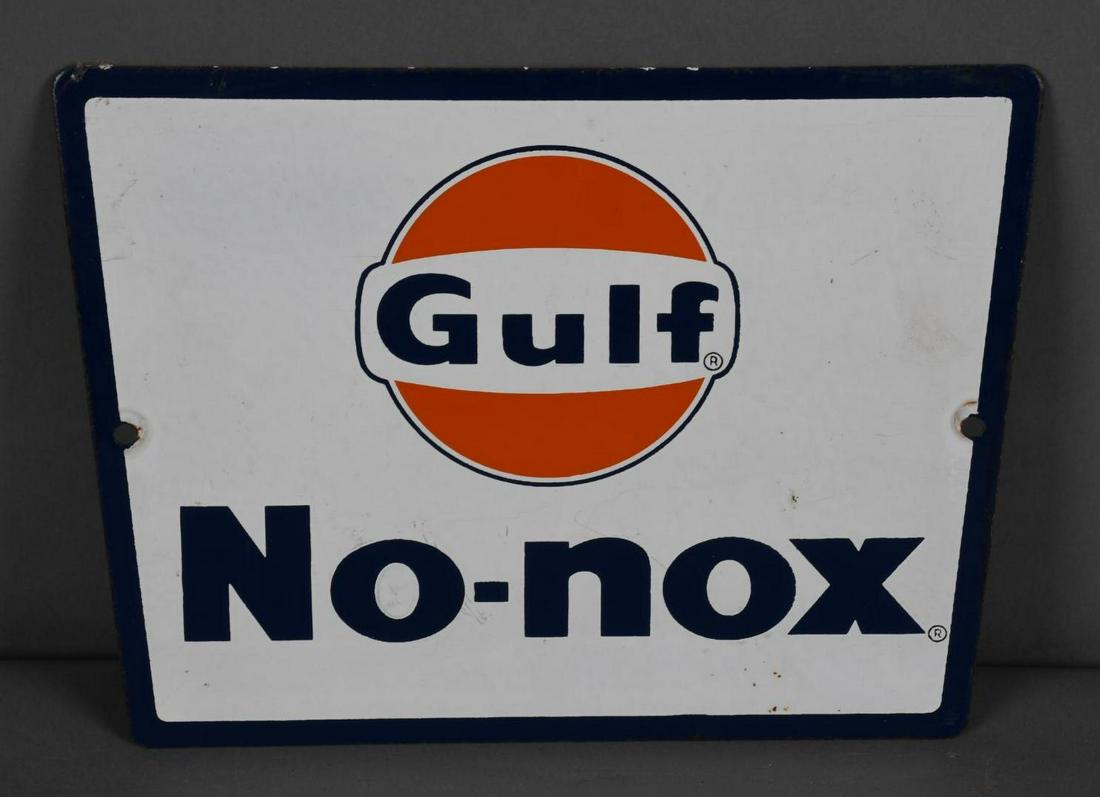 Gulf No-nox Porcelain Pump Sign Auction