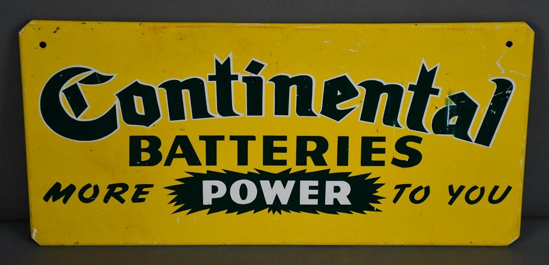 Continental Batteries Metal Sign Auction