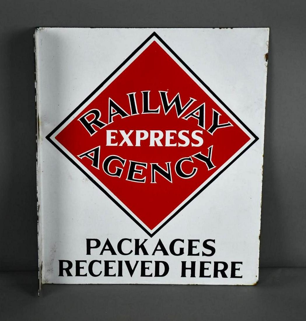 Railway Express Agency Packages Received Here Porcelain Flange Sign ...