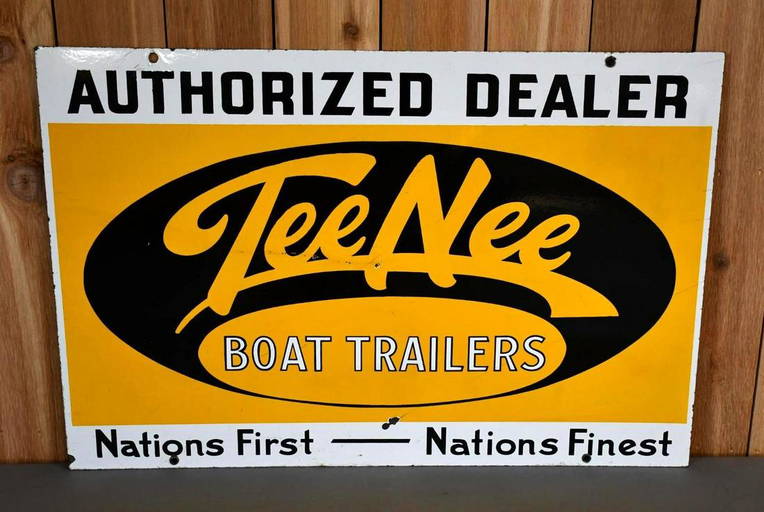 Tee Nee Boat Trailer Authorized Dealer Porcelain Sign (tac)
