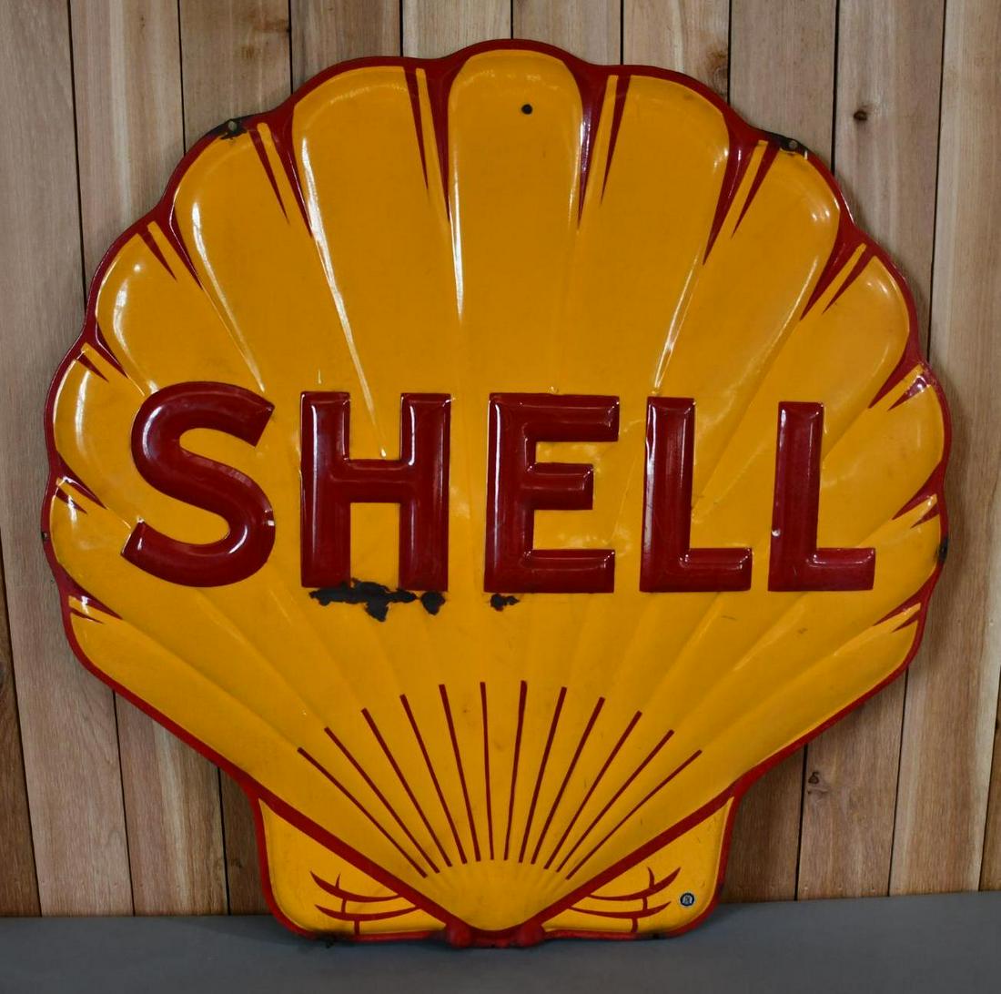 Shell Embossed Neon Porcelain Sign (tac)