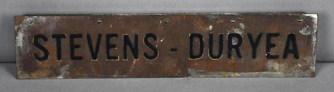 Stevens -duryea (automobile Co.) Brass Sign (tac) Auction