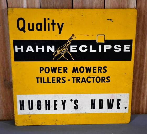 Quality Hahn Eclipse Power Mowers Tillers Tractors Metal Flange Sign (tac)