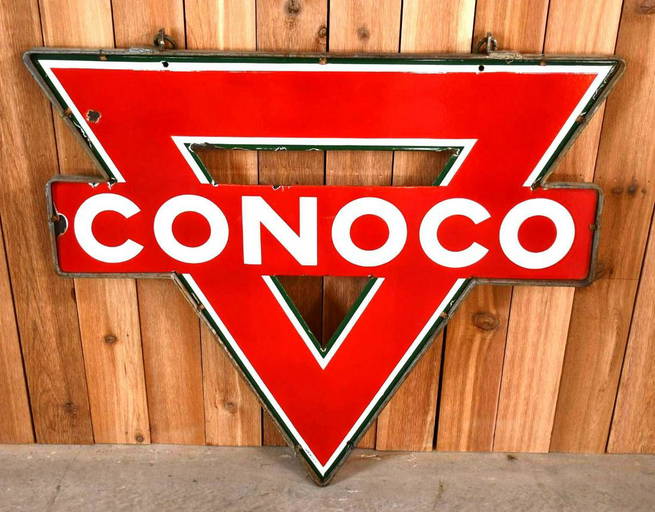 Conoco Triangle (pierced) Porcelain Sign (tac)
