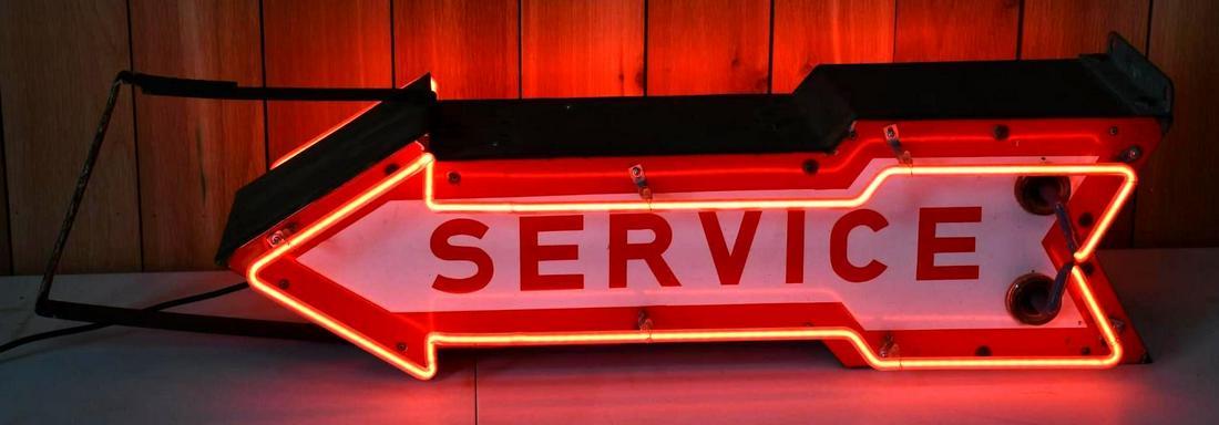 Rare (ford) Service Arrow Porcelain Neon Sign (tac)