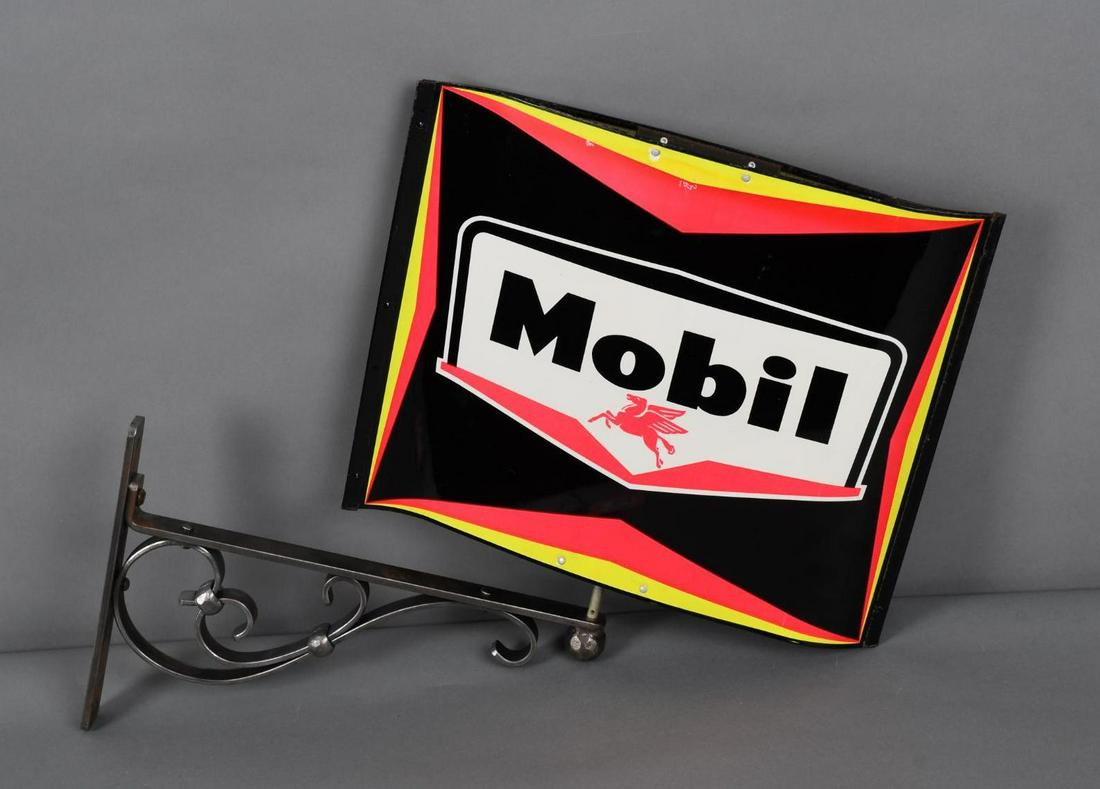 Mobil W/guillotine Logo & Megatane Rated Metal Spinner Sign (tac)