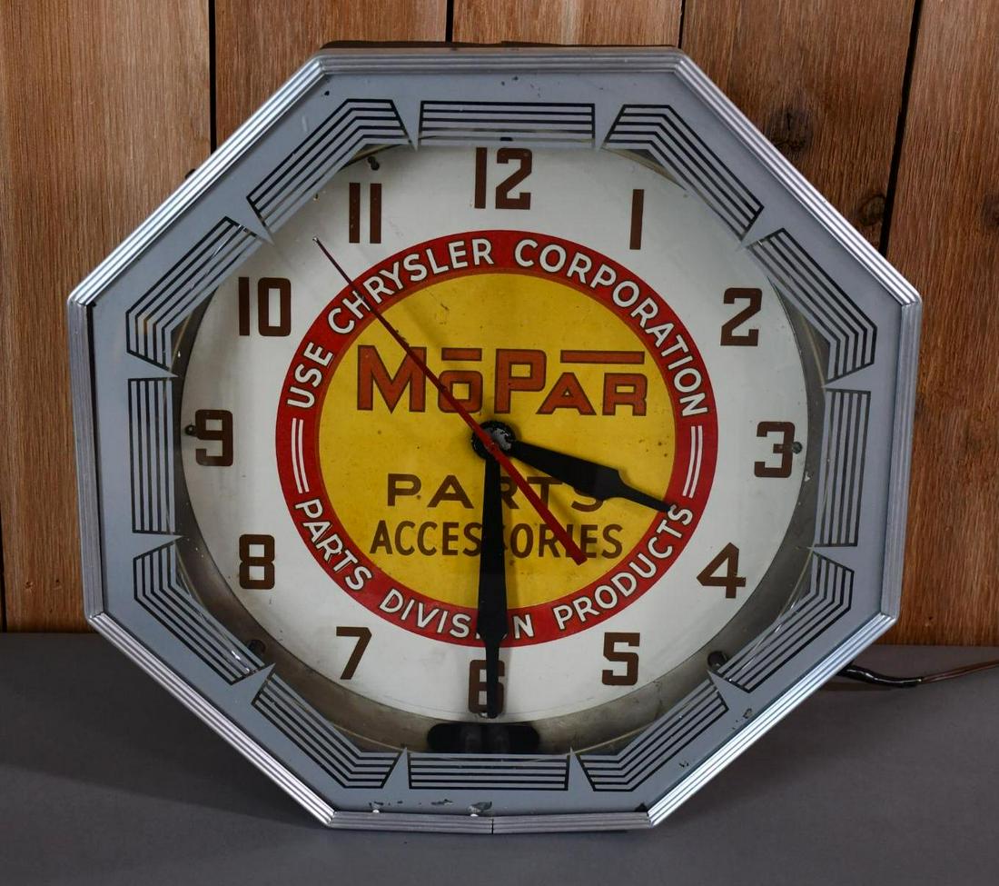 Chrysler Mopar Octagon Neon Clock Auction