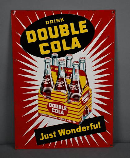 Drink Double Cola W/six Pack Metal Sign (tac)