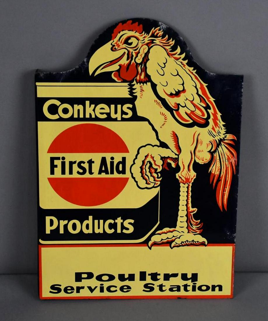 Conkeys First Aid Poultry Service Station Metal Flange Sign (tac)
