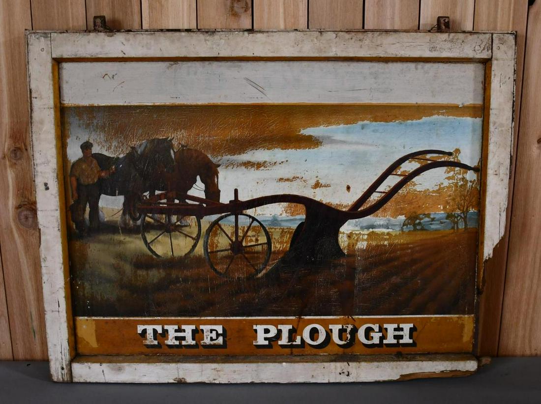The Plough W/walking Plow Image Metal Sign Auction