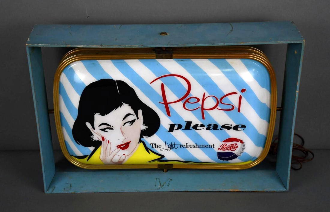 Pepsi-cola "be Sociable Serve Pepsi" Lighted Plastic Sign Auction