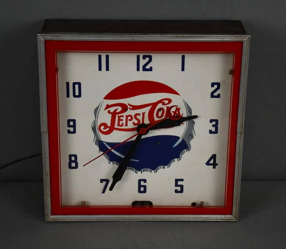 Pepsi Cola Square Neon Clock