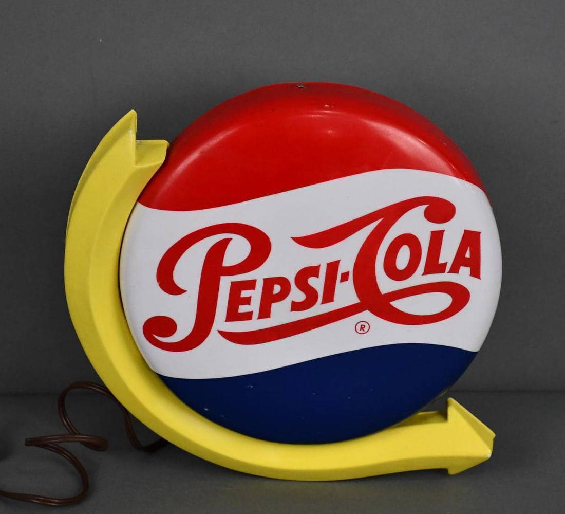 Pepsi-cola Lighted Plastic Sign W/arrow Auction