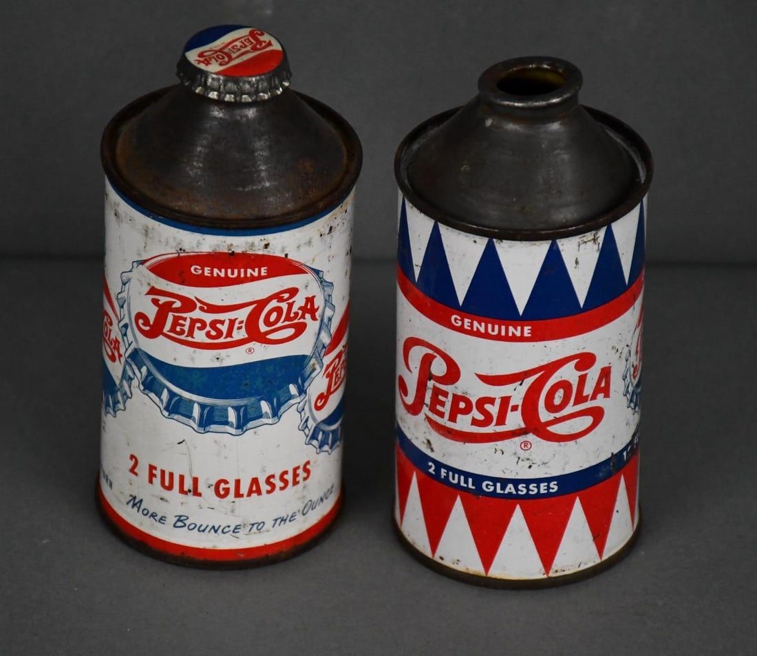 2-different Pepsi:cola Metal Cone Top Cans Auction