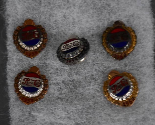 5 Pepsi Cola 10k Gold & Sterling Service Pins