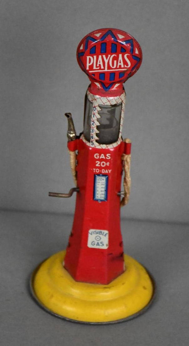 Playgas Tin-litho Visible Gas Pump Toy Auction