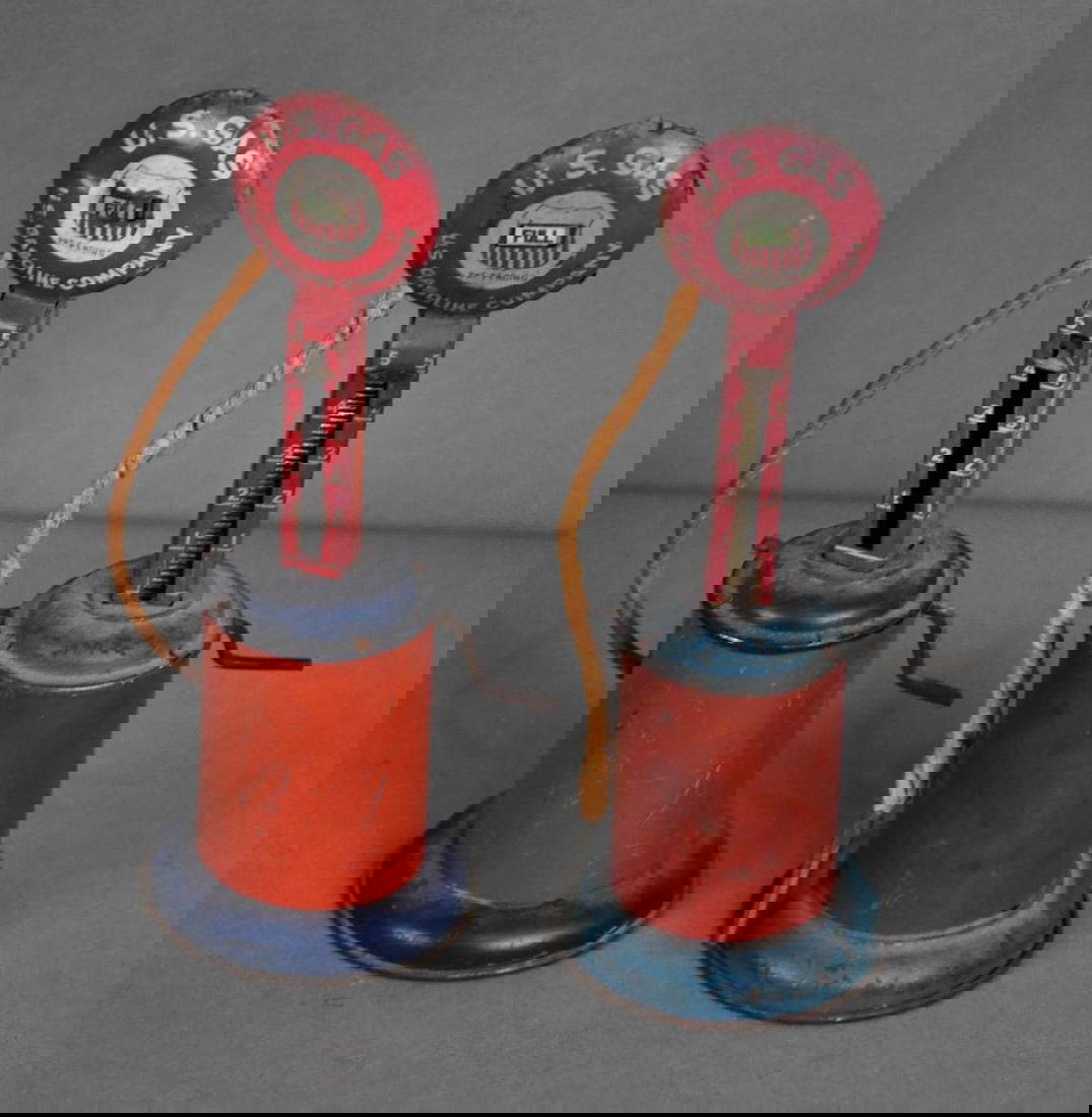 2-u.s. Gas Tin Litho Curb Gas Pump Toy Auction