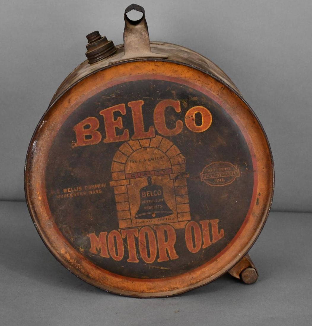 Belco Motor Oil W/logo Five Gallon Rocker Can Auction
