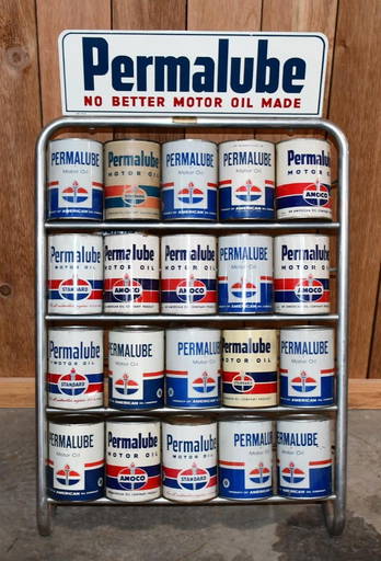 Permalube Motor Oil Metal Rack Display & 20 Cans