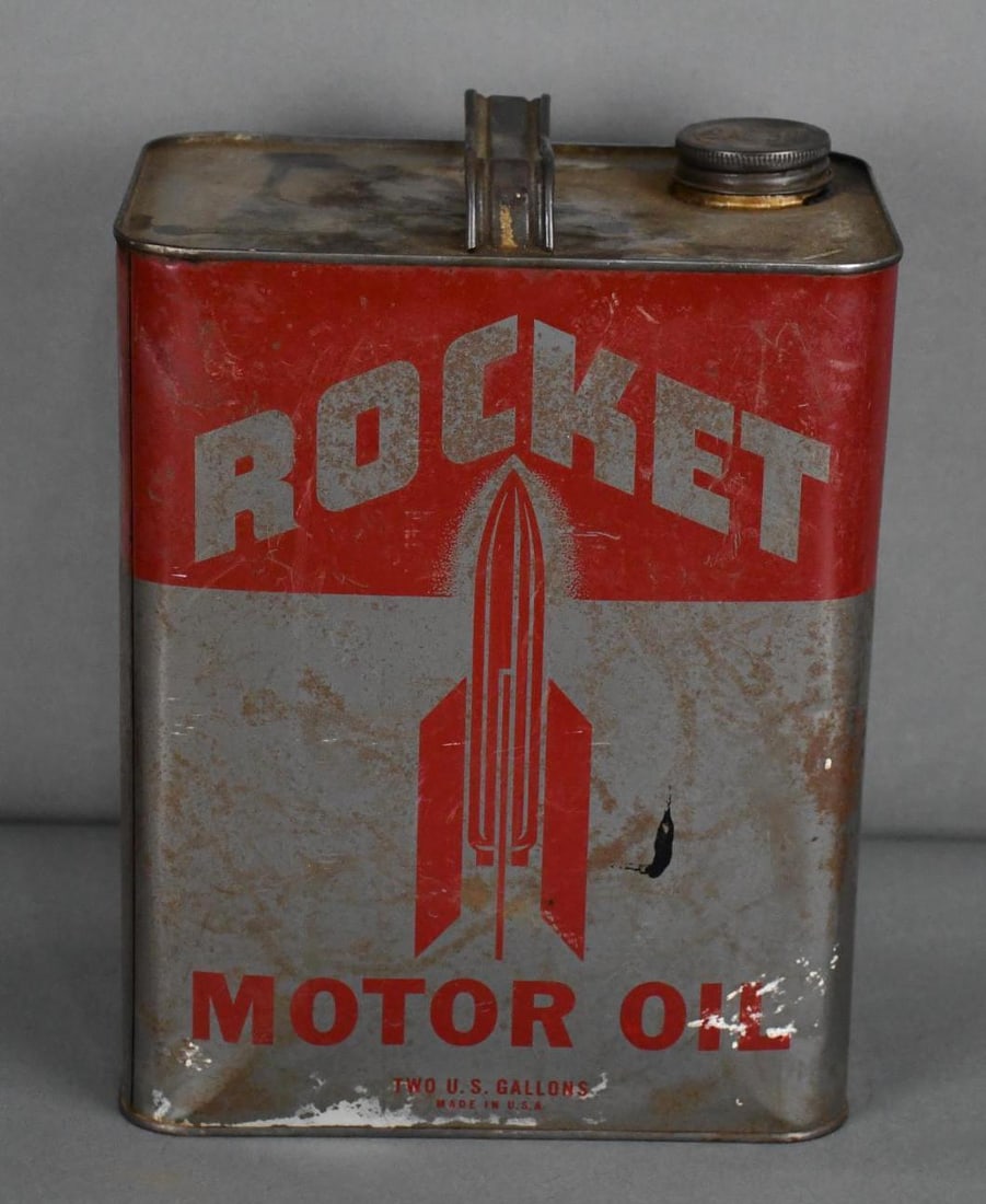 Rocket Motor Oil W/logo Two-gallon Metal Can Auction
