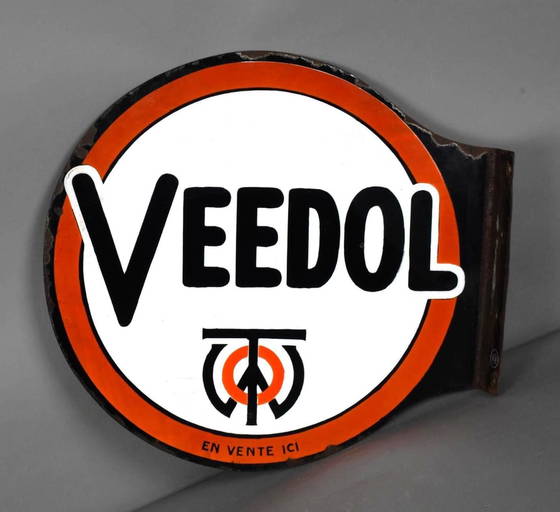 Veedol (motor Oil) W/logo Porcelain Flange Sign (tac)