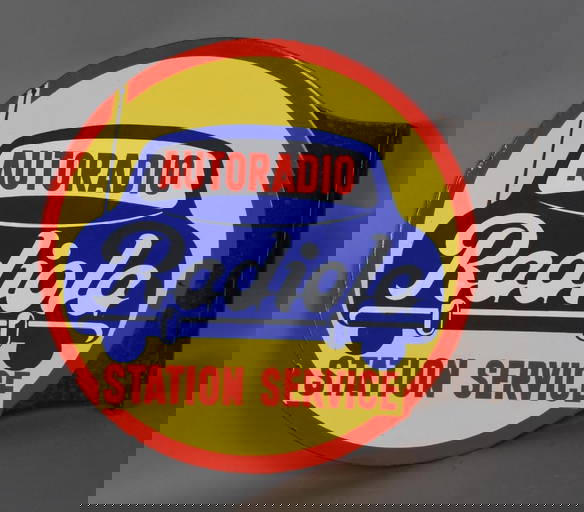 Autoradio Radiola Station Service W/logo Porcelain Flange Sign (tac)