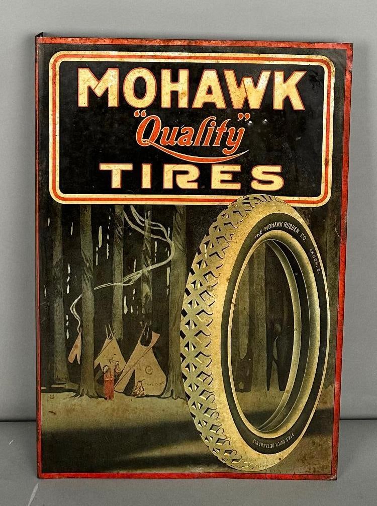 Mohawk "quality" Tires W/indian Scene Metal Flange Sign (tac) Auction