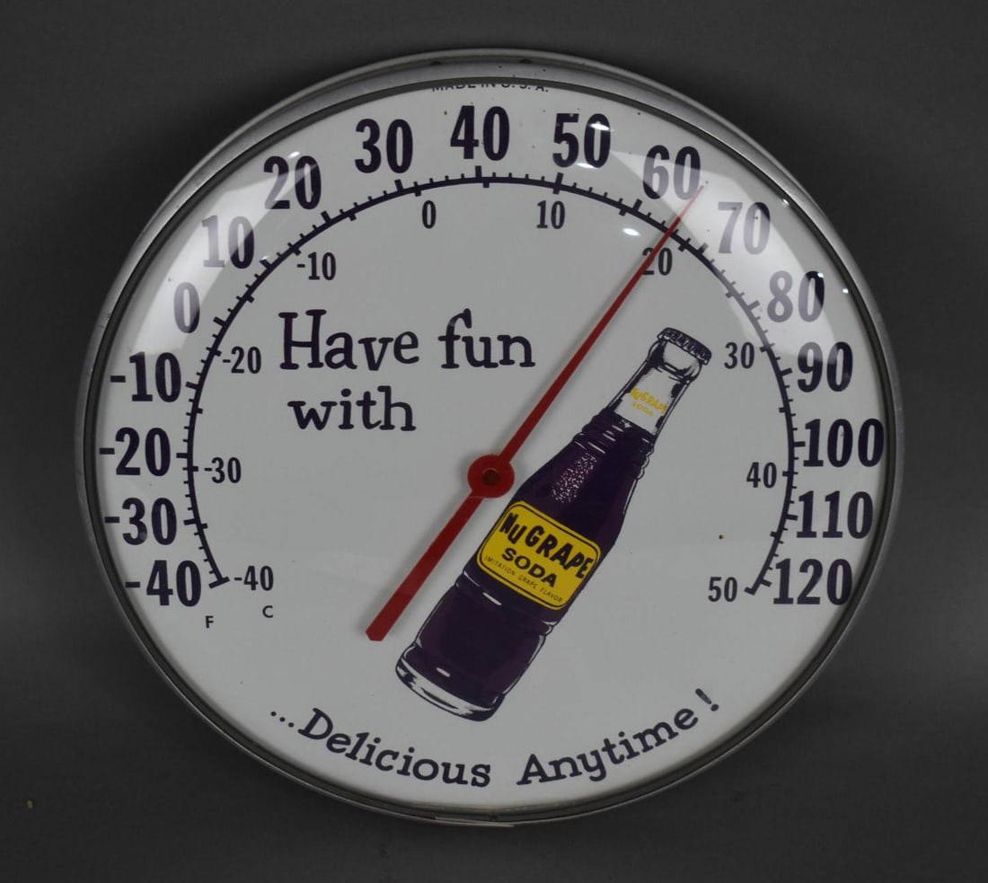 Nugrape "have Fun With Delicious Anytime" Round Thermometer Auction