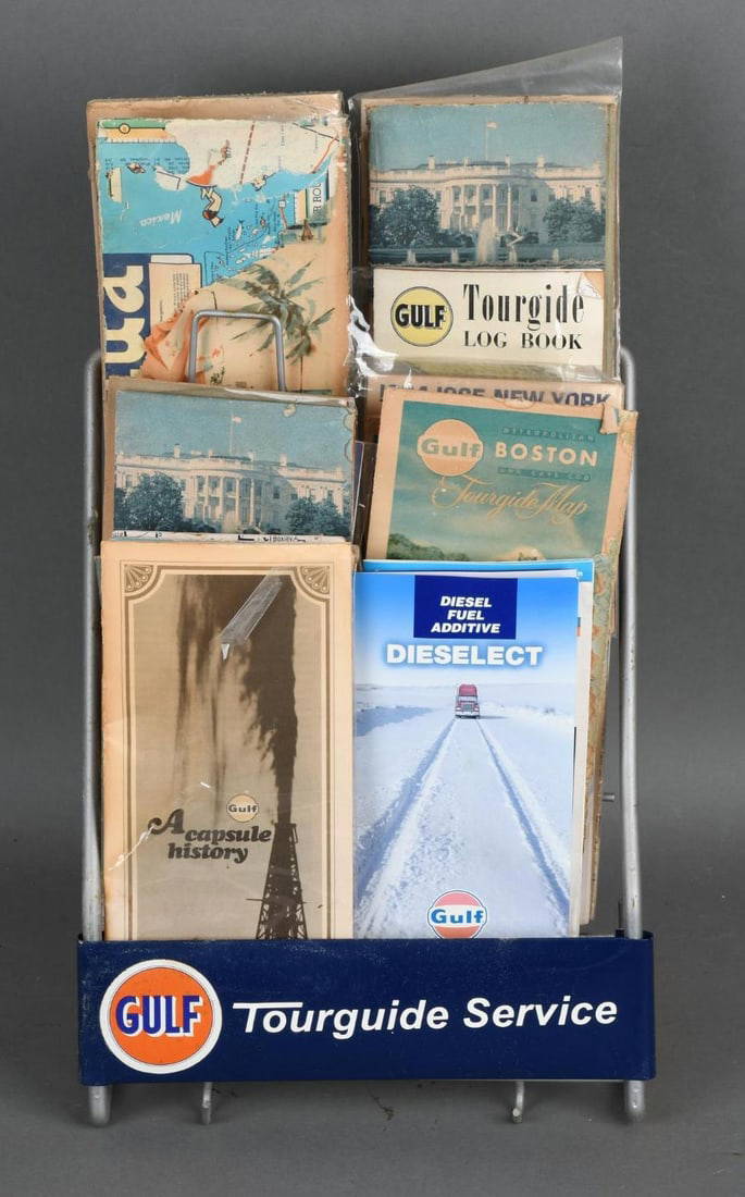 Gulf Tourguide Service Metal Map Display Rack Auction