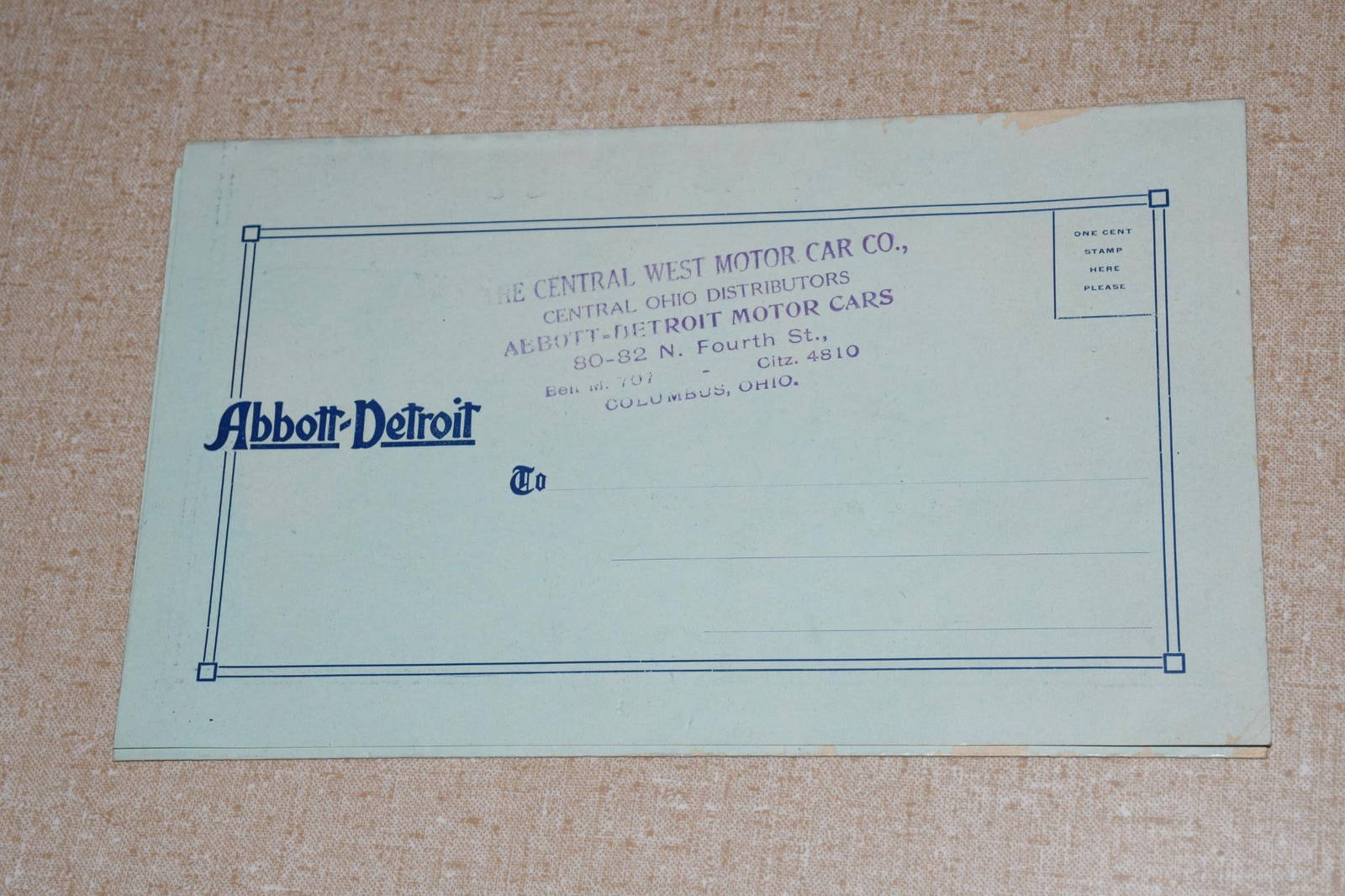 1916 Abbott Detroit Eight Blue Flyer Mailer Pre 1916 Brass Era Original ...