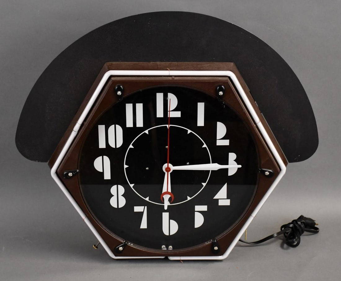 Art Deco Style Neon Clock W/privilege Panel (restored) Auction