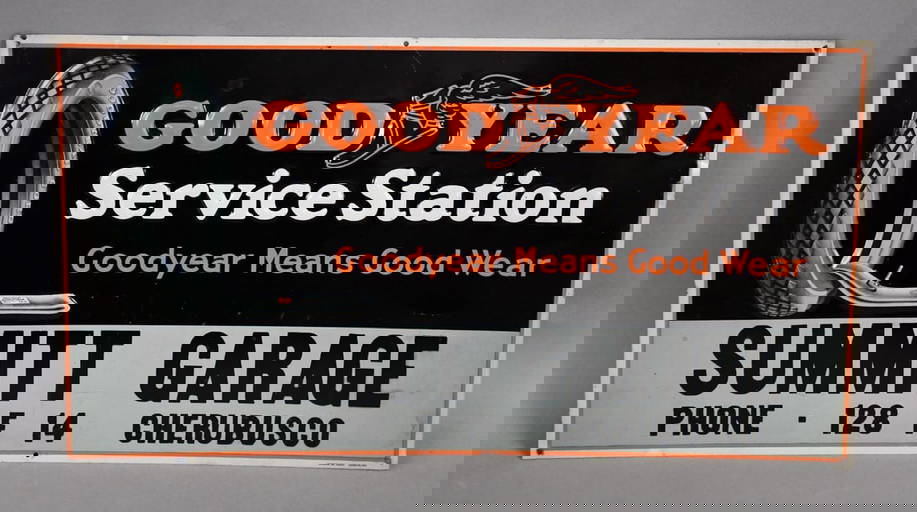 Goodyear Service Station "summit Garage" Metal Tacker Sign (tac)