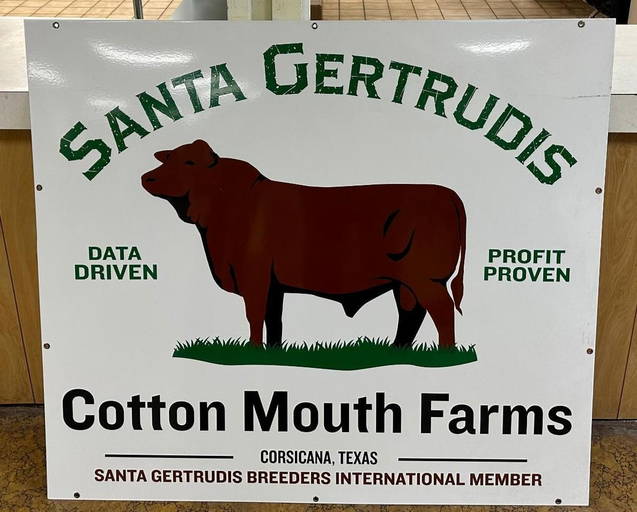 Santa Gertrudis W/ Graphic Porcelain Cattle Sign