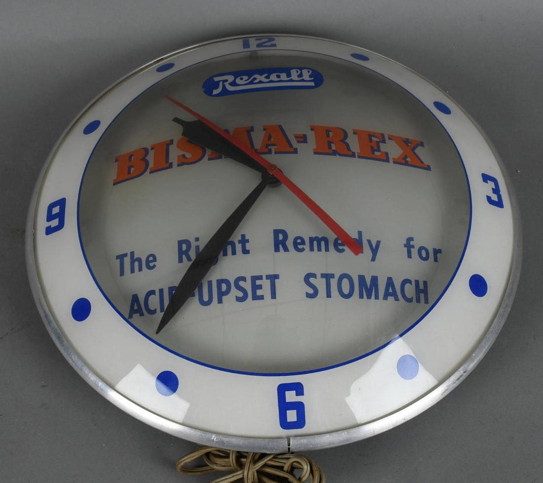 Rexall Bisma-rex Double-bubble Lighted Clock Auction