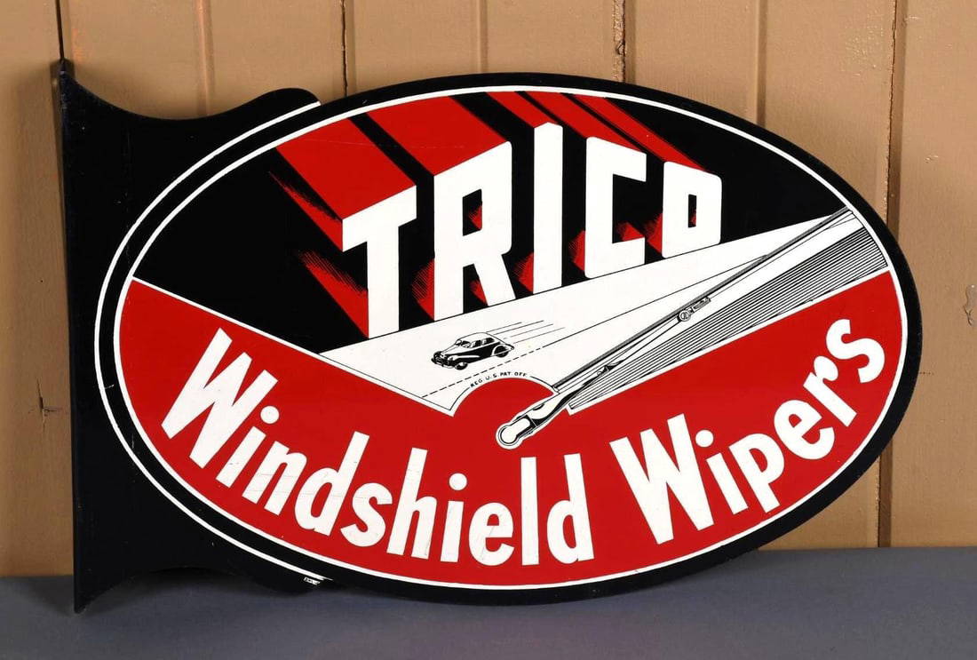 Trico Windshield Wipers W/great Graphics Metal Flange Sign (tac) Auction