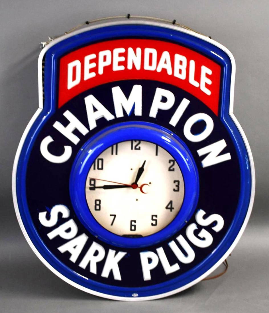 Dependable Champion Spark Plugs Molded Plastic Front Lighted Clock (tac ... Dependable Champion Spark Plugs Molded Plastic Front Lighted Clock (tac ...