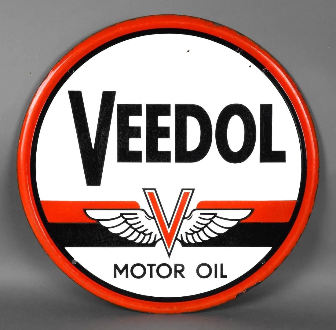 24" Veedol Motor Oil W/logo Porcelain Sign (tac)