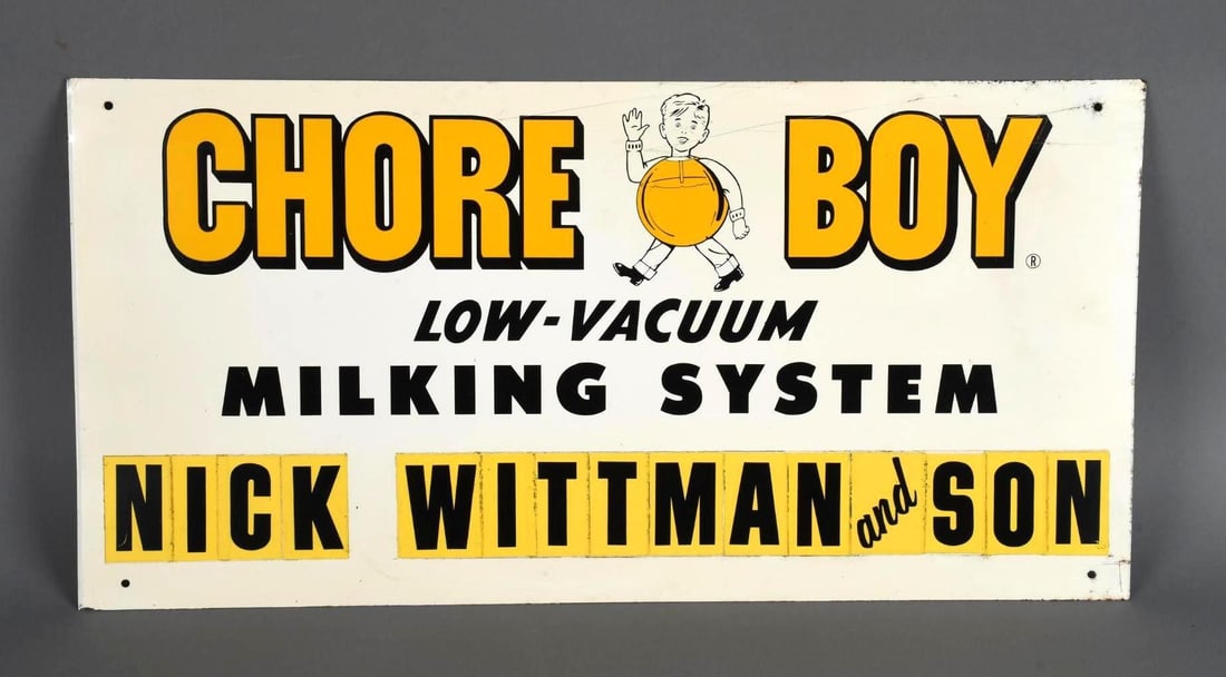 Chore Boy Milking System Metal Sign Auction
