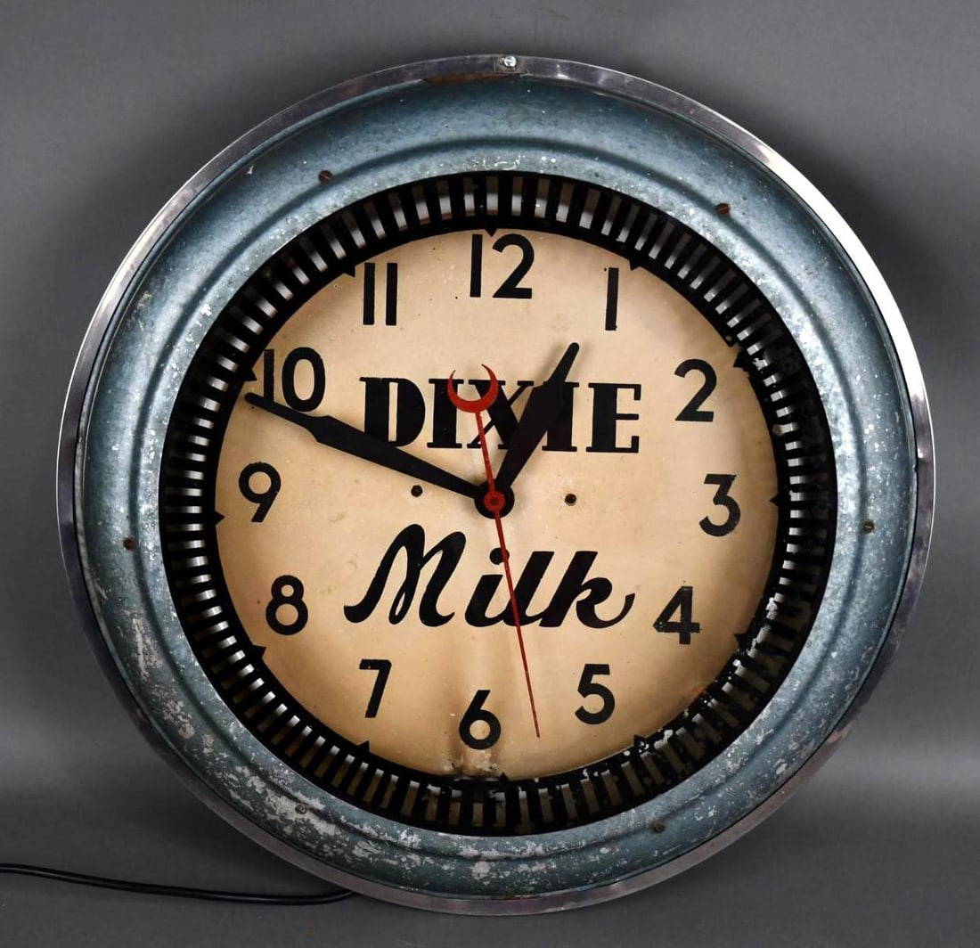 Dixie Milk Neon Clock Auction