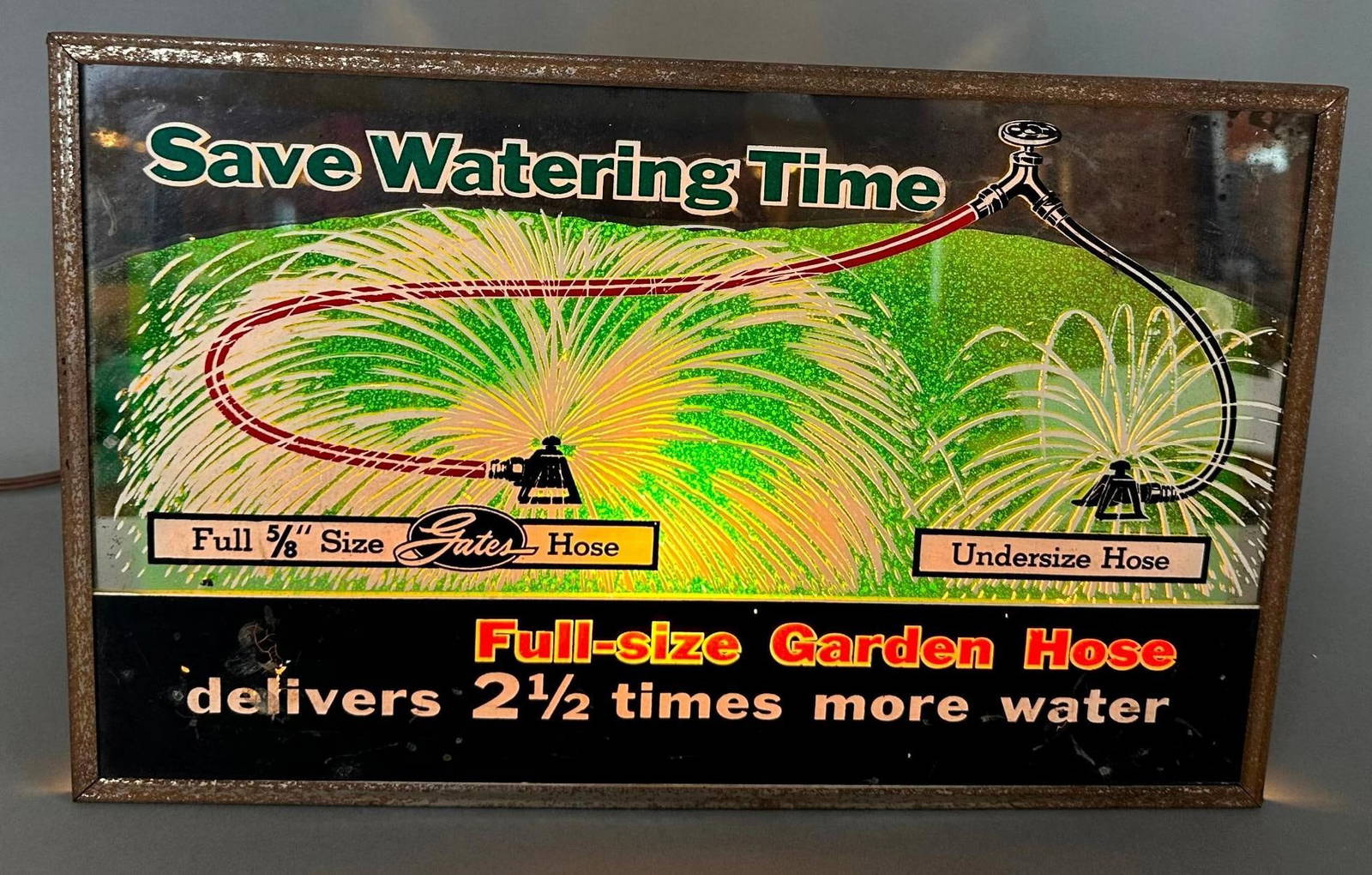 Colorful Gates Hose W/ Sprinkler Lighted Sign Auction