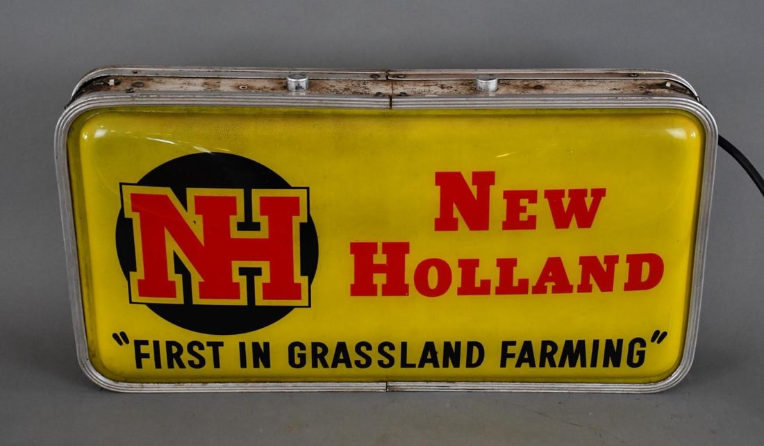 New Holland "first In Grassland" (small) Lighted Sign Auction