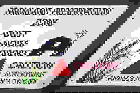 Farmland Preservation Zone Metal Sign Auction