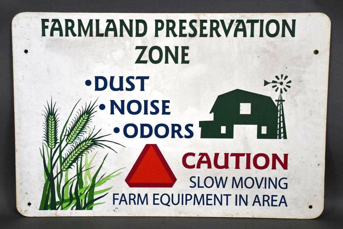 Farmland Preservation Zone Metal Sign Auction