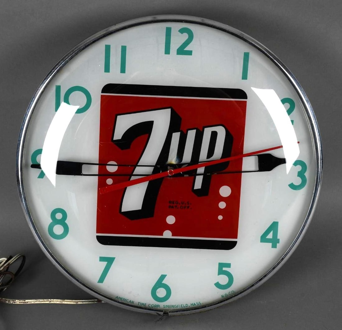 7up Lighted American Time Corp Clock Auction