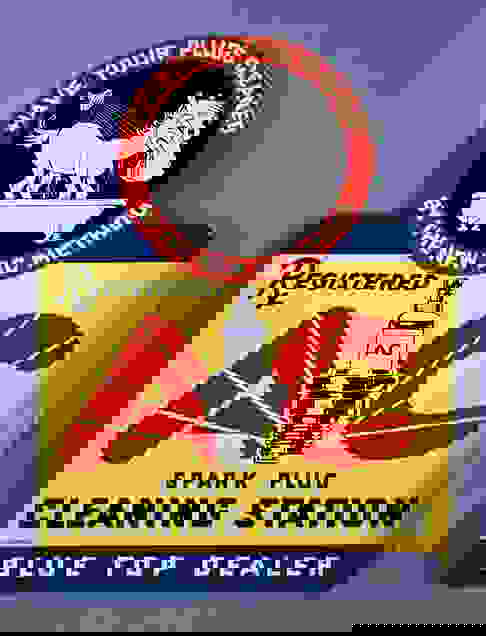 Ac Spark Plug Cleaning Station Blue Top Dealer W/sparky Logo Metal ...