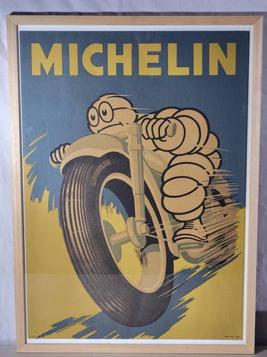 1959 Michelin W/bibendum Riding A Motorcycle Paper Poster